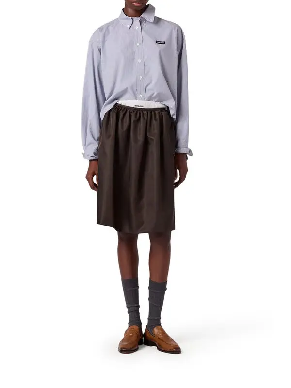 Miu Miu Cotton Poplin Shirt With Knitted Logo - Blue