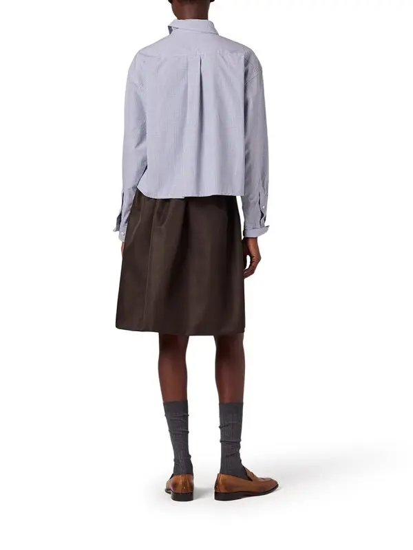 Miu Miu Cotton Poplin Shirt With Knitted Logo - Blue