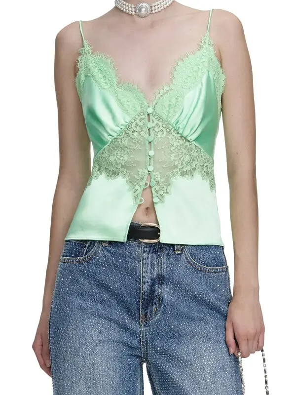 SELF-PORTRAIT Straight Leg Denim Jeans With Rhinestone Embellishment