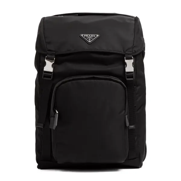 Prada Nylon Backpack With Buckle Closure - Black