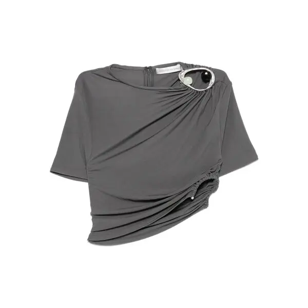 Christopher Esber Grey Draped Short Sleeve Blouse
