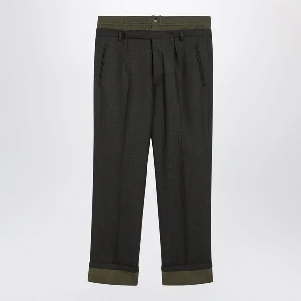 Prada Wool Trousers With Double Waistband - Green