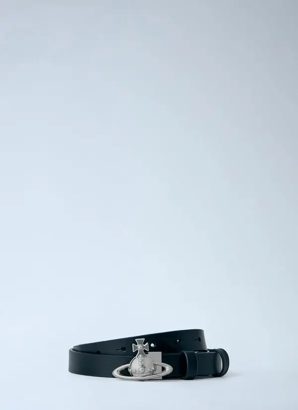 VIVIENNE WESTWOOD Small Orb Buckle Leather Belt - Black