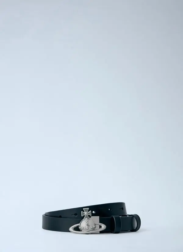 VIVIENNE WESTWOOD Small Orb Buckle Leather Belt - Black