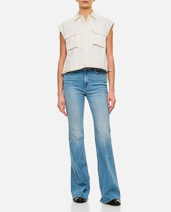 Sacai Cropped Sleeveless Shirt With Patch Pockets And Drawstring Waist