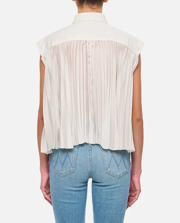 Sacai Cropped Sleeveless Shirt With Patch Pockets And Drawstring Waist
