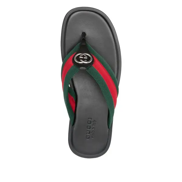 Gucci Web Stripe Detail Thong Sandals