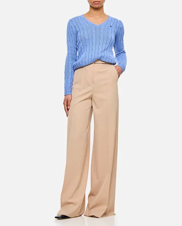 Max Mara Ninfa Wide Leg Trousers In Beige - Multicolor
