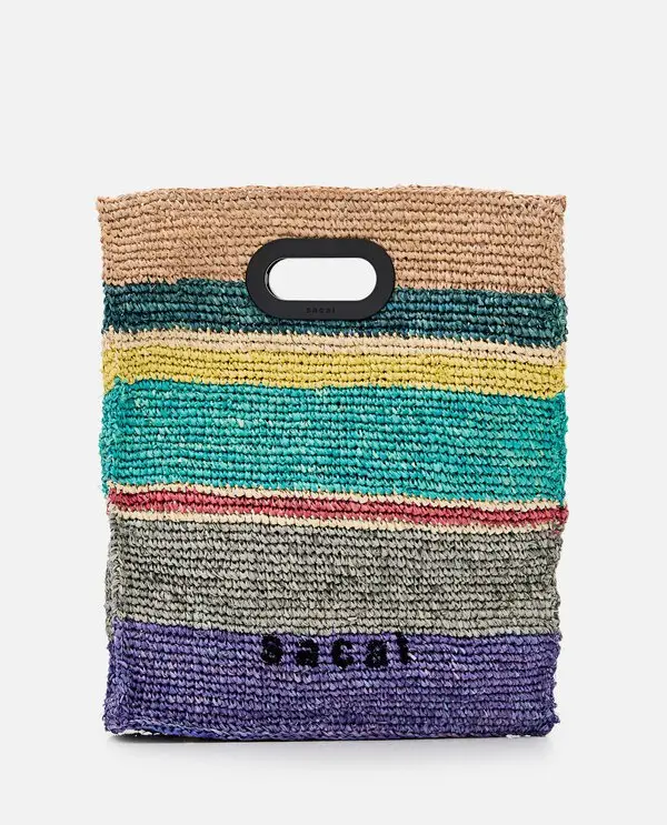 Sacai Medium Raffia Shopper Bag - Multicolor
