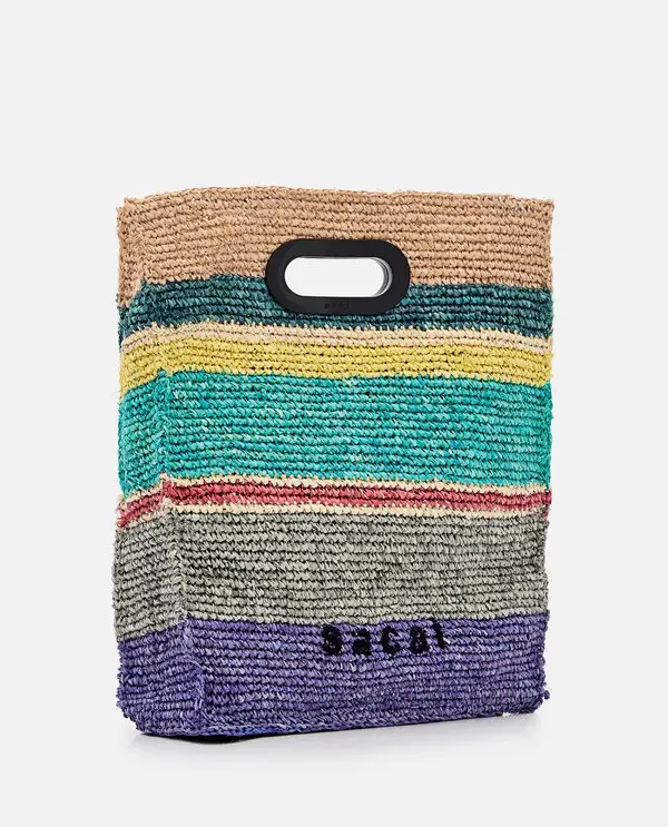 Sacai Medium Raffia Shopper Bag - Multicolor