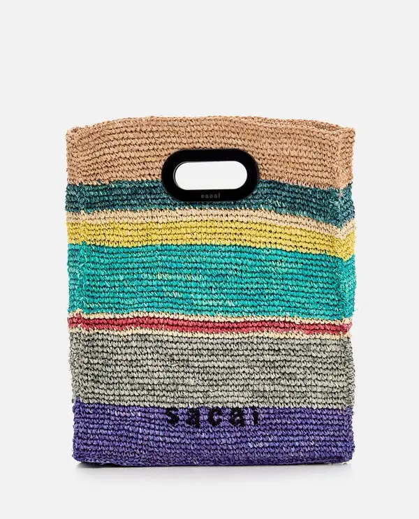 Sacai Medium Raffia Shopper Bag - Multicolor