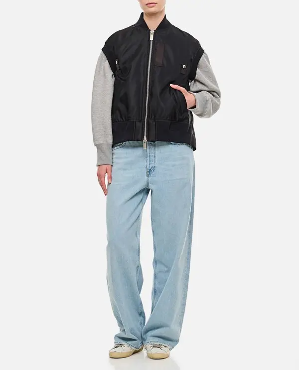 Sacai Nylon Twill Vest With Ribbed Hem And Collar