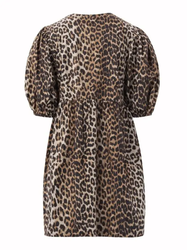 GANNI Leopard Print Mini Dress - Multicolor