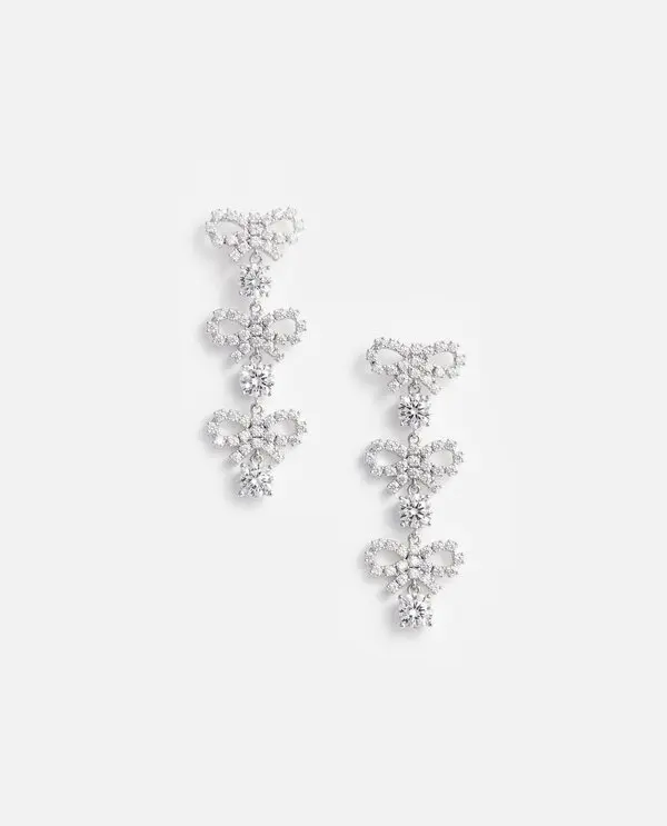 SELF-PORTRAIT Micro Bow Crystal Dangle Earrings - Multicolor