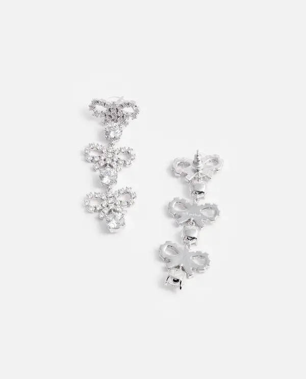 SELF-PORTRAIT Micro Bow Crystal Dangle Earrings - Multicolor