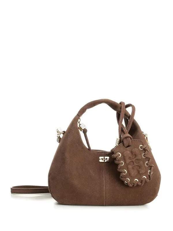 GANNI Recycled Suede Hobo Mini Bag - Brown