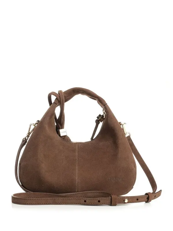 GANNI Recycled Suede Hobo Mini Bag - Brown