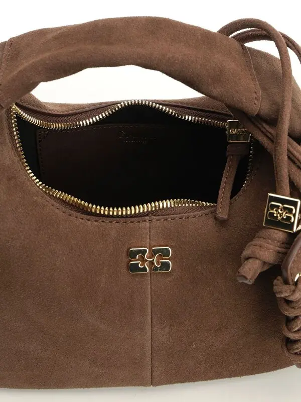 GANNI Recycled Suede Hobo Mini Bag - Brown
