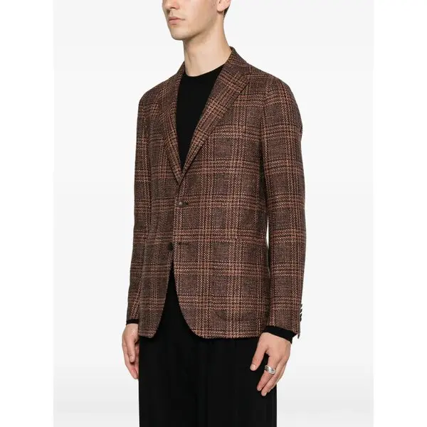 Tagliatore Checked Virgin Wool Blazer - Brown