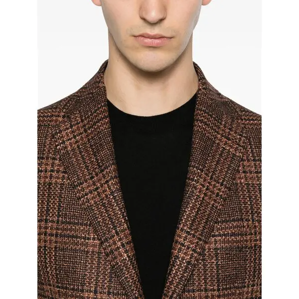 Tagliatore Checked Virgin Wool Blazer - Brown