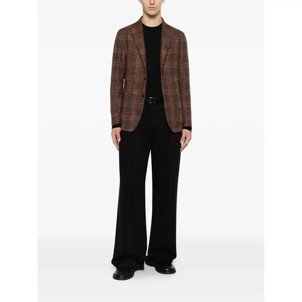 Tagliatore Checked Virgin Wool Blazer - Brown