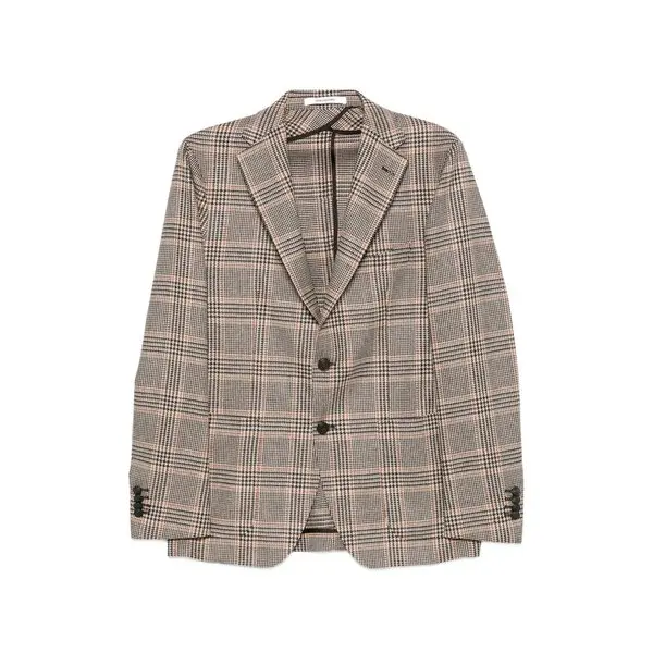 Tagliatore Checked Virgin Wool & Cashmere Blazer - Brown
