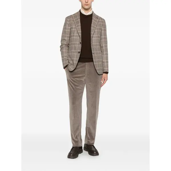 Tagliatore Checked Virgin Wool & Cashmere Blazer - Brown