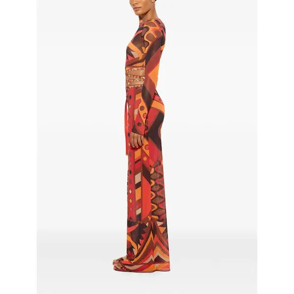 Emilio Pucci Printed Tulle Long Sleeve Top