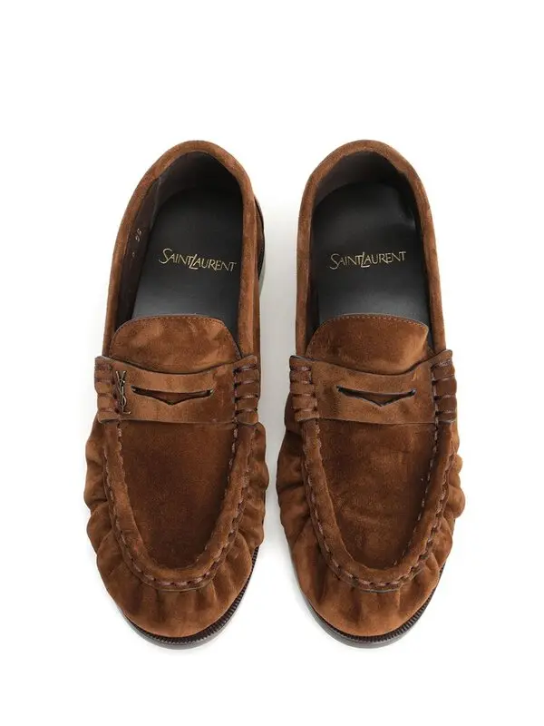 Saint Laurent Suede Moccasin Loafers With Casaandre Logo