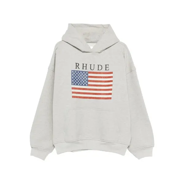 Rhude Grey Graphic Print Hoodie - Gray
