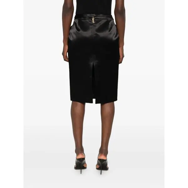 Saint Laurent Satin Skirt With Cassandre Charm