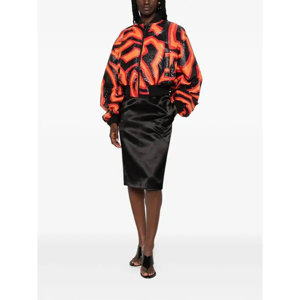 Saint Laurent Satin Skirt With Cassandre Charm