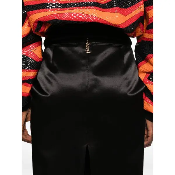Saint Laurent Satin Skirt With Cassandre Charm