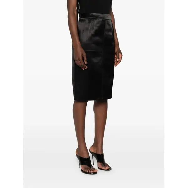 Saint Laurent Satin Skirt With Cassandre Charm