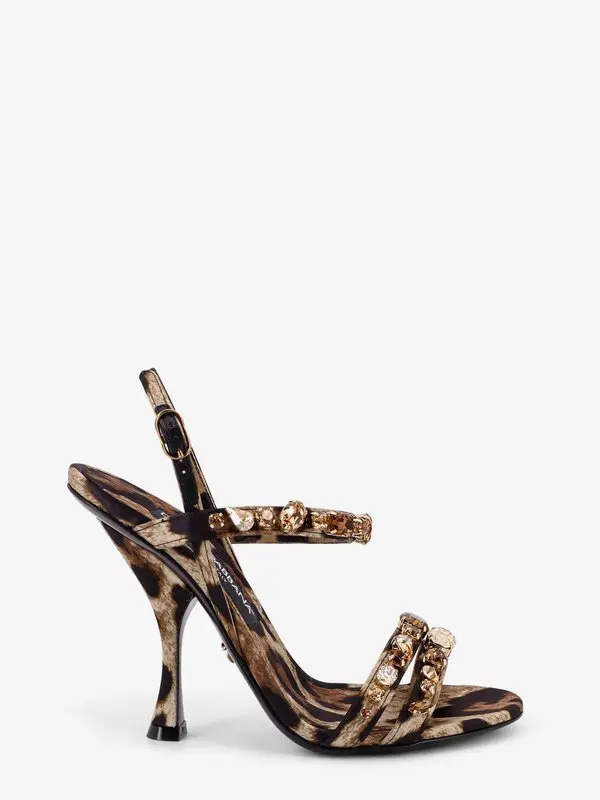 Dolce & Gabbana Embellished Animal Print Satin Sandals - Multicolor