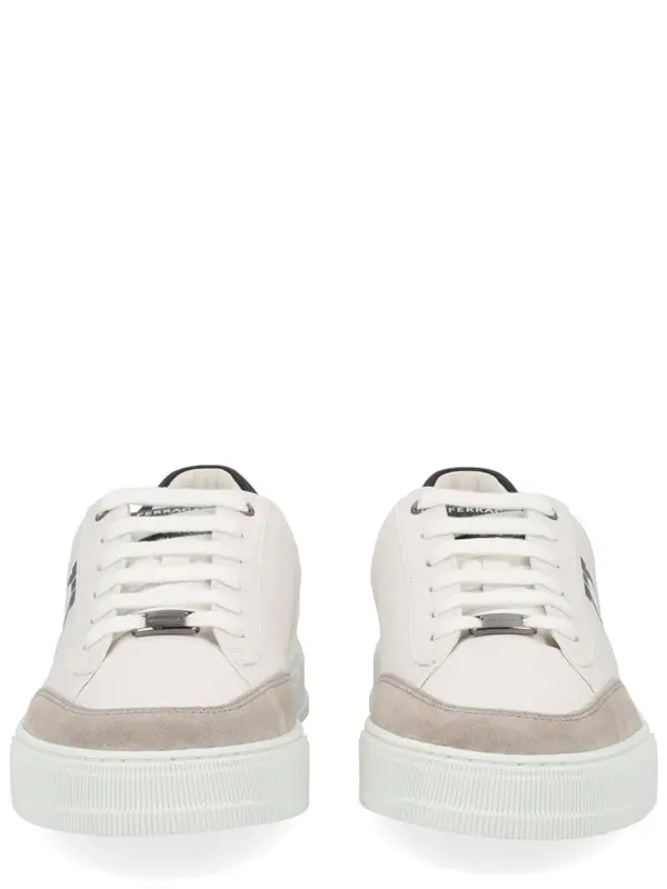 FERRAGAMO Gancini Leather Lace-up Sneakers - Black