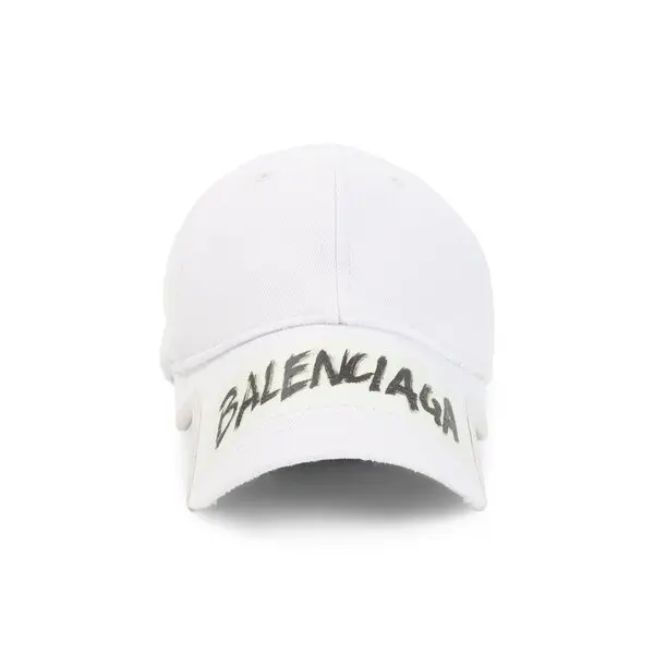 Balenciaga Cotton Baseball Cap With Oversized Visor - White