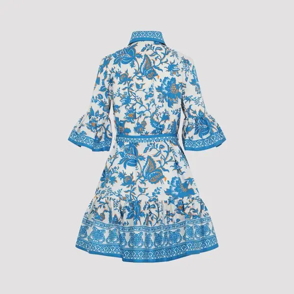 Etro Printed Cotton Mini Dress With Self-tie Belt