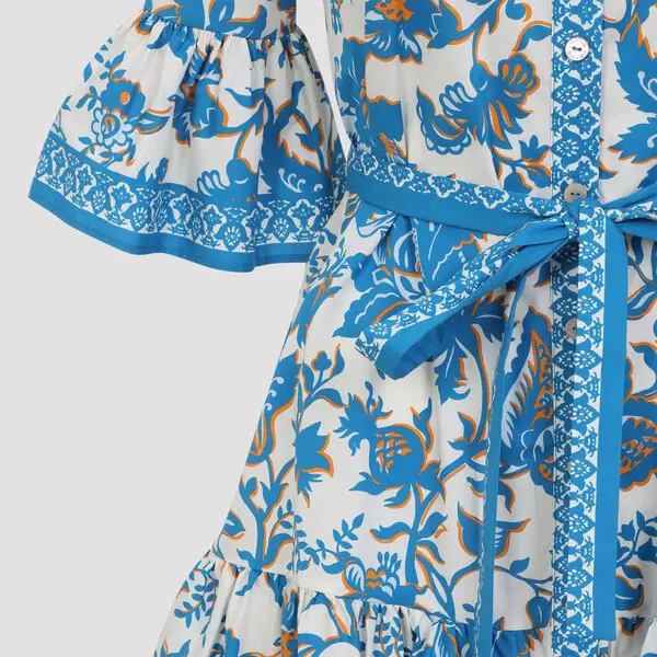 Etro Printed Cotton Mini Dress With Self-tie Belt