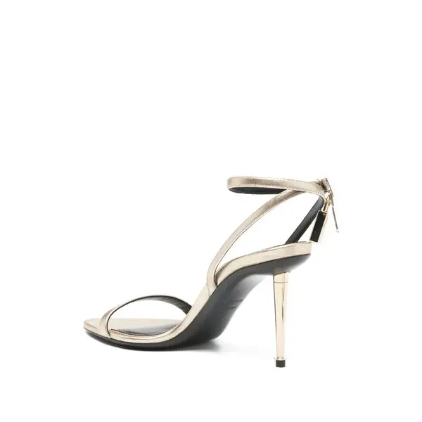 TOM FORD Tone Padlock Detail Stiletto Sandals - Gold