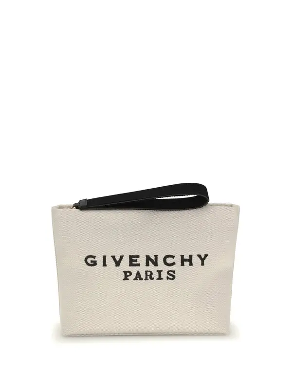 Givenchy Canvas Pochette With Grosgrain Shoulder Strap - Cream
