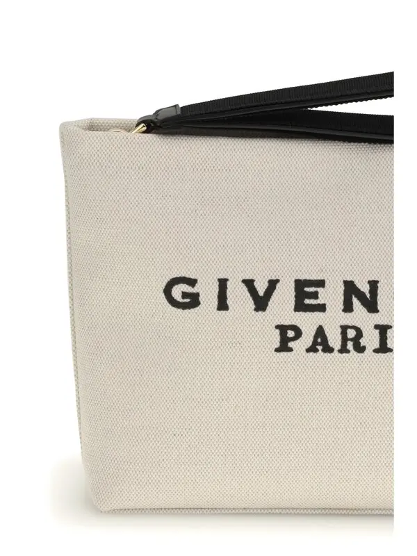 Givenchy Canvas Pochette With Grosgrain Shoulder Strap - Cream