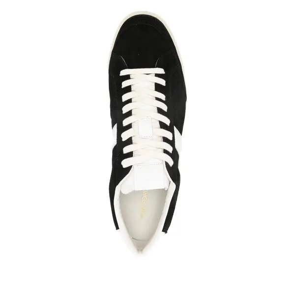 TOM FORD Suede Low-top Sneakers With White Stripe Detail - Black