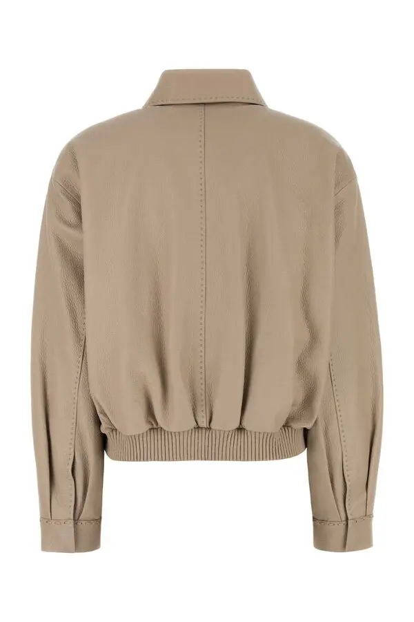 Fendi Cappuccino Leather Jacket - Brown
