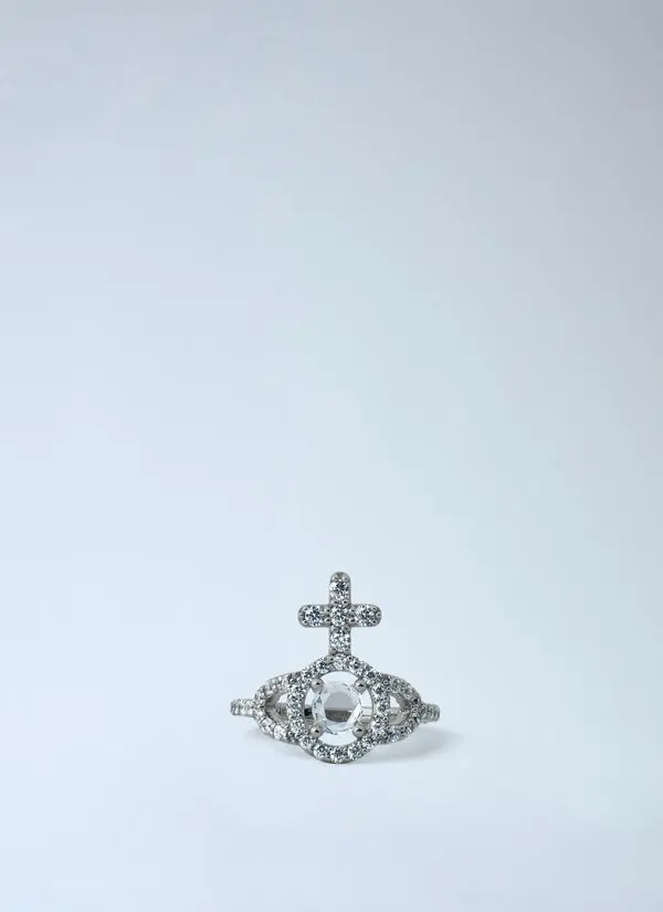 VIVIENNE WESTWOOD Olympia Ring With Crystal Embellishments - Silver