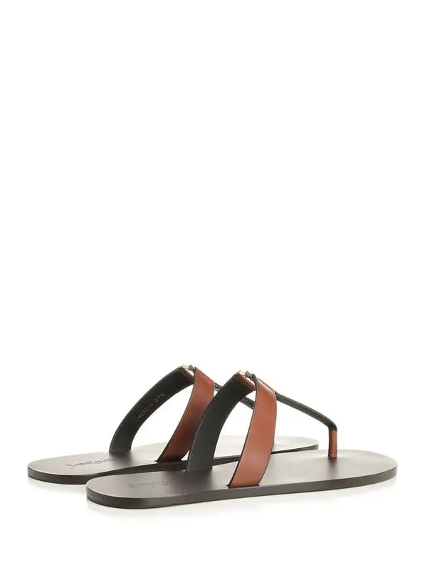 Saint Laurent Smooth Leather Babylone Sandals - Brown