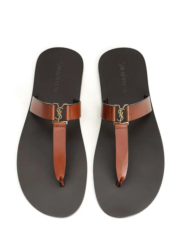 Saint Laurent Smooth Leather Babylone Sandals - Brown