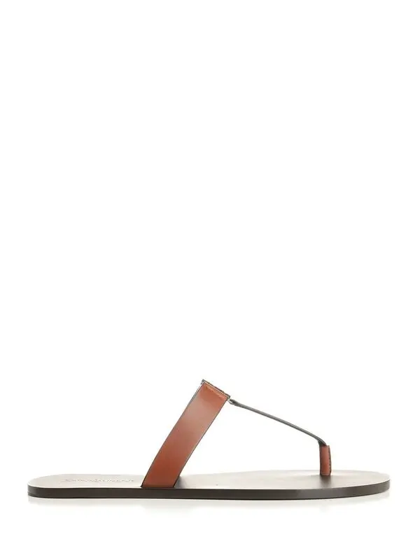 Saint Laurent Smooth Leather Babylone Sandals - Brown