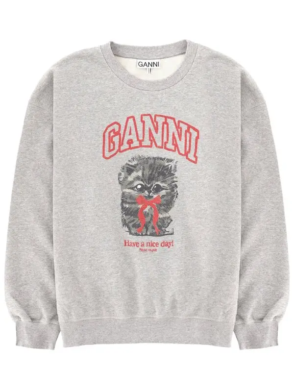 GANNI Printed Sweatshirt - Gray