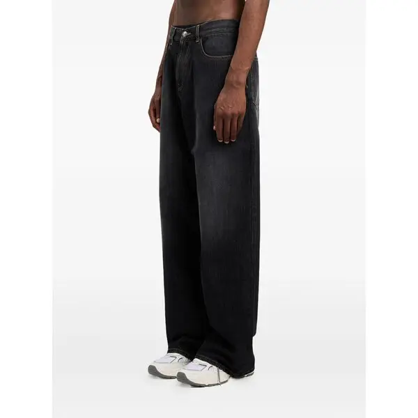 Palm Angels Grey Denim Wide-leg Jeans